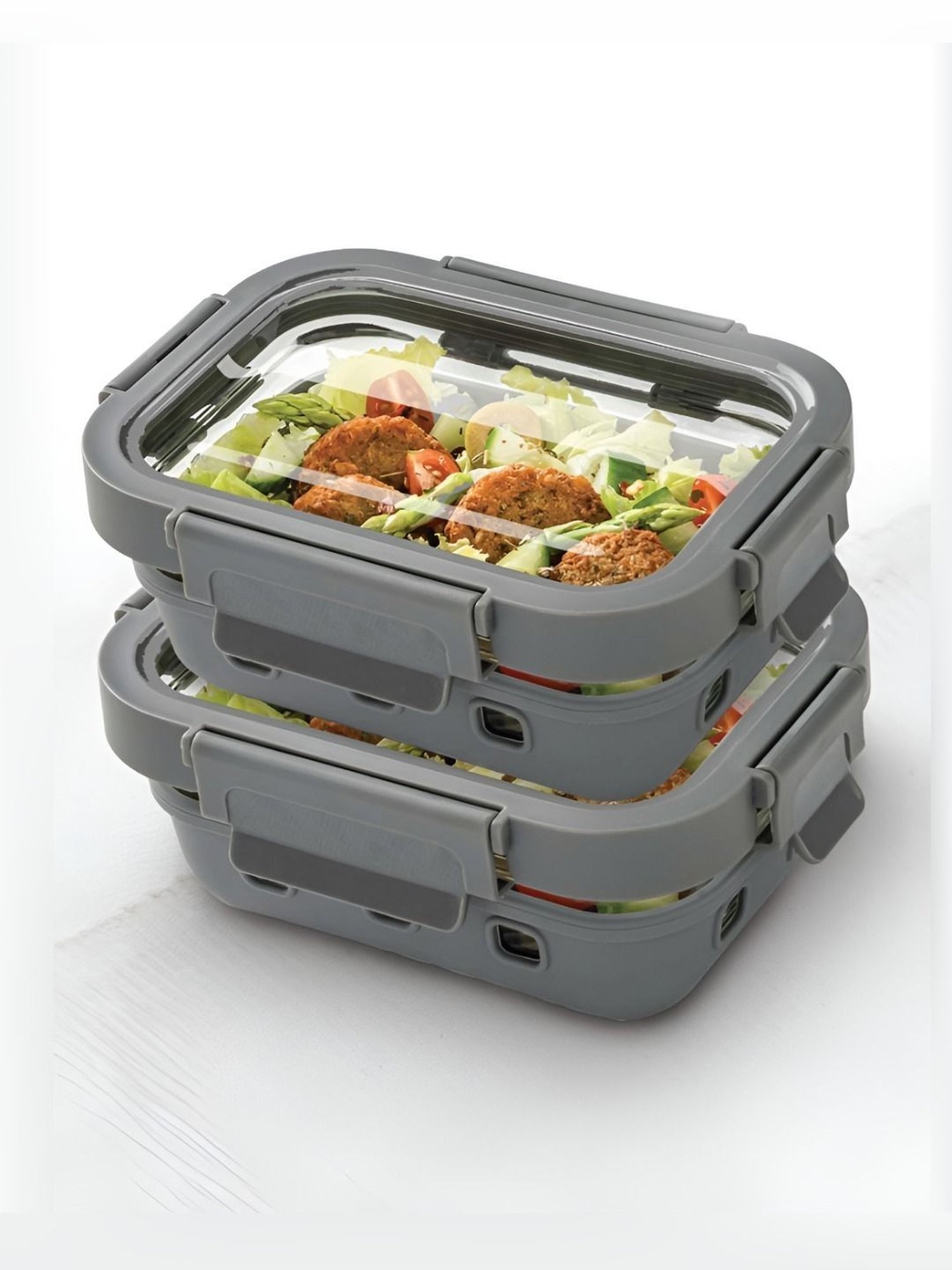 Borosil Transparent 1040ml Rectangle Glass Food Storage Container with ...