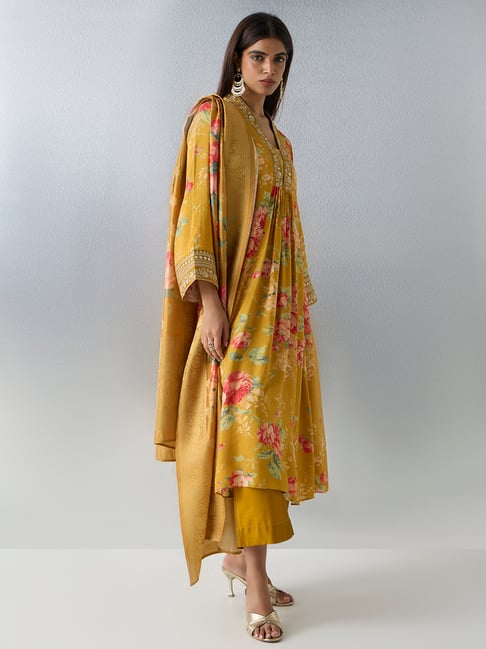 Women's Clothing Vark Ethnic Wear Mustard Suits
