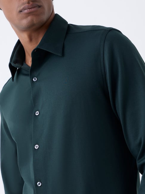 WES Formals Shirts for Men in Dark Green