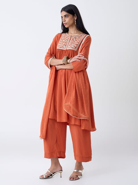 Women's Clothing Vark Ethnic Wear Rust Suits
