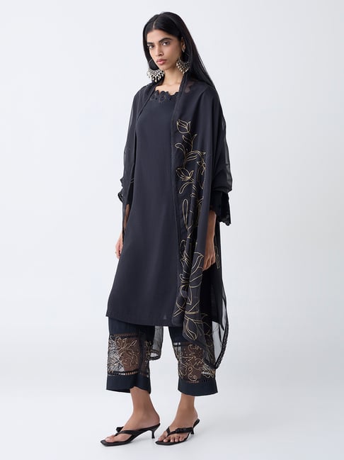 Women's Clothing Vark Ethnic Wear Black Suits