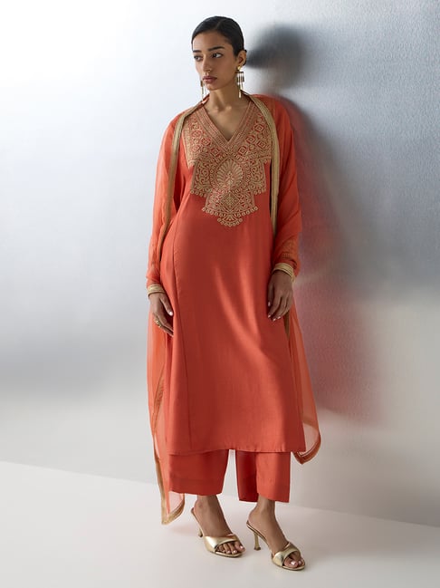 Women's Clothing Vark Ethnic Wear Rust Suits