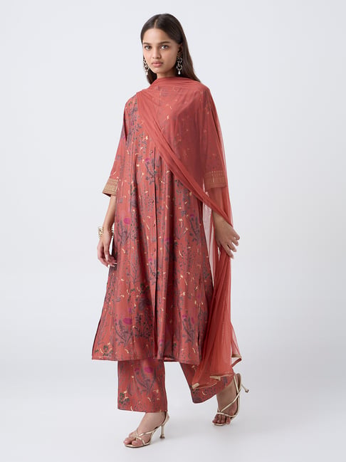 Women's Clothing Vark Ethnic Wear Rust Suits