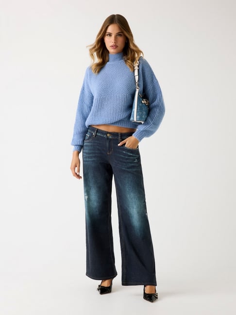 Women's Clothing Guess Western wear Nimbus Blue Multi Sweaters
