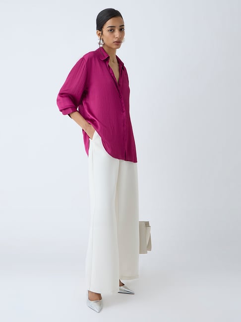 Women's Clothing Wardrobe Formal Wear Magenta Shirts