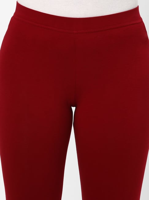 Women's Clothing R&B Western wear Maroon Leggings with Skinny Fit