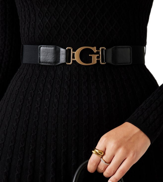 Guess Jet Black Cable Knit Regular Fit Allison Yarn Dress