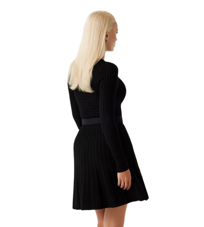 Guess Jet Black Cable Knit Regular Fit Allison Yarn Dress