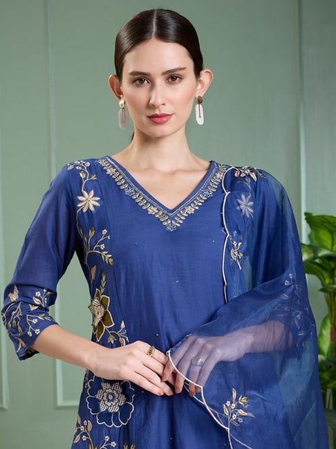 Women's Clothing Blue Suits for Ethnic Wear by Fashor