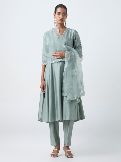 Women's Clothing Vark Ethnic Wear Mint Suits
