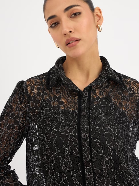Women's Clothing SALT Attire Western wear Black Shirts with Regular Fit
