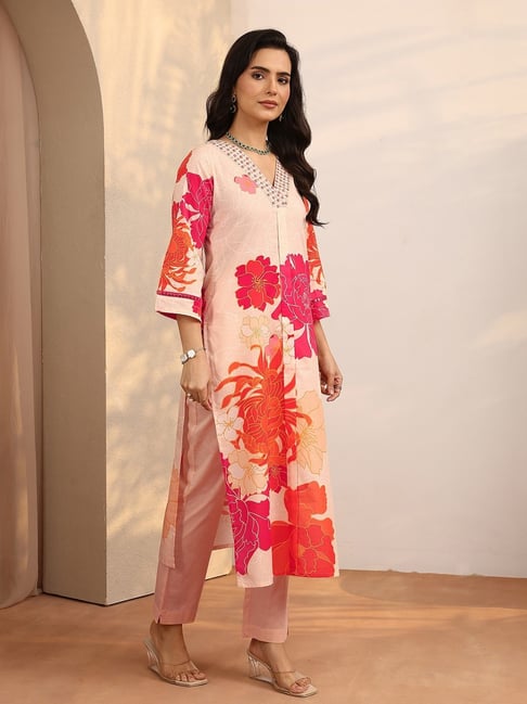 Women's Clothing Libas Ethnic Wear Peach Suits