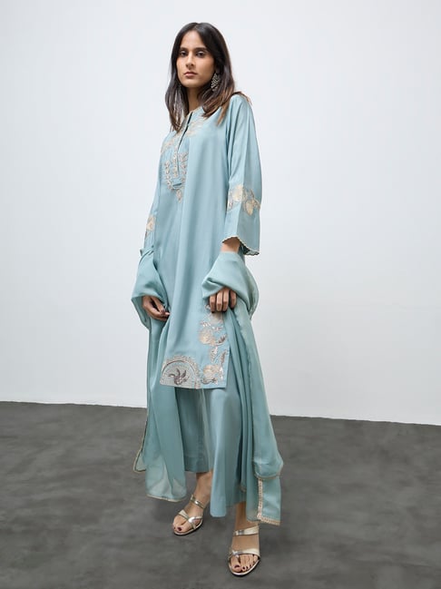 Women's Clothing Vark Ethnic Wear Aqua Suits