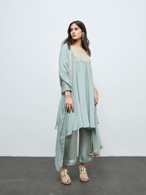 Women's Clothing Vark Ethnic Wear Mint Suits