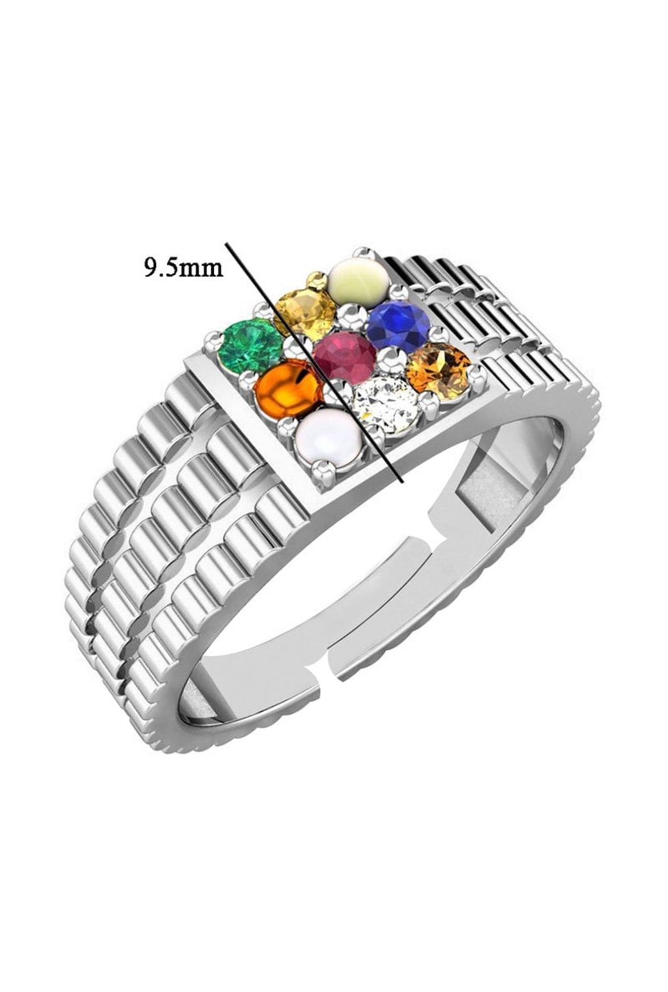 Navratna silver ring store