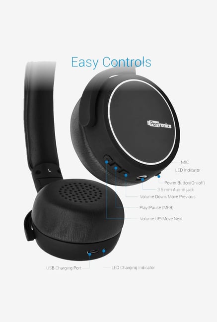 Buy Portronics Muffs R On the Ear Wireless Bluetooth Headphone with Mic ...