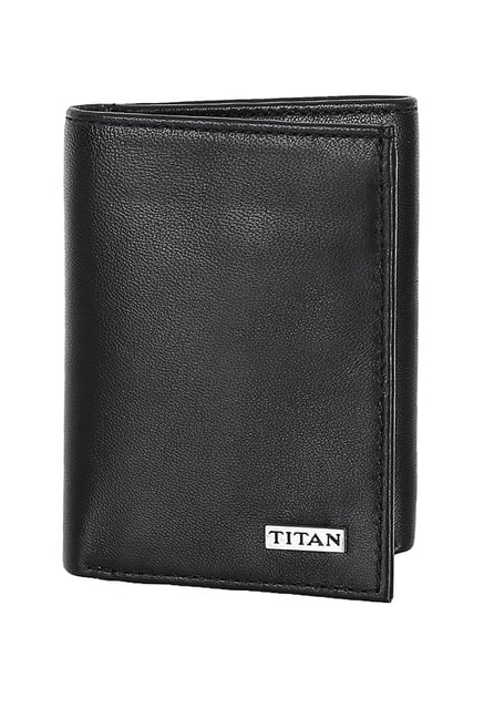 Buy Titan Black Leather Formal Tri-Fold Wallet for Men Online At Best ...