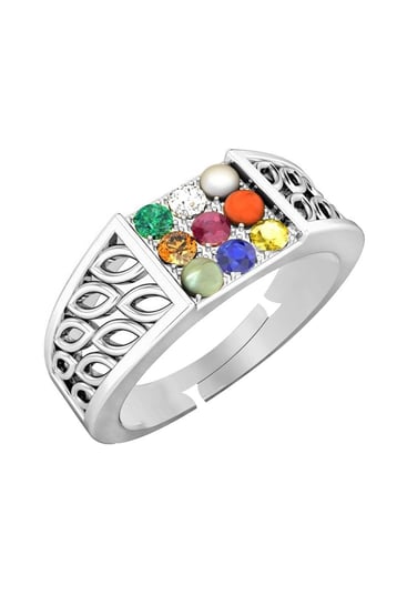 Navaratna silver ring store