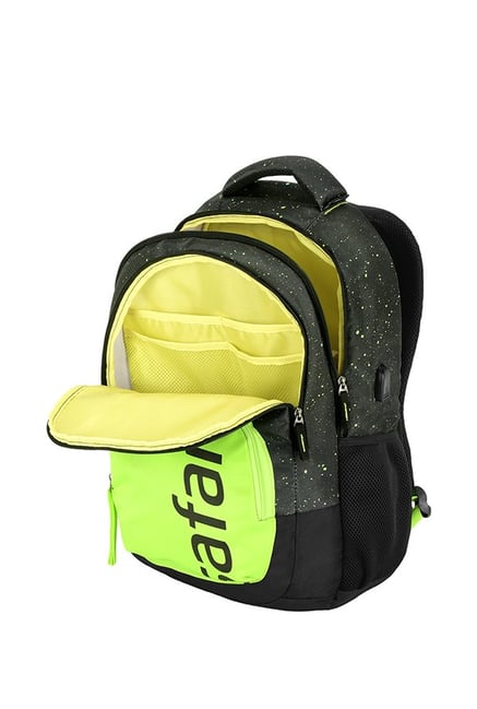 Buy Safari Freckle Black & Neon Green Color Block Backpack Online At ...