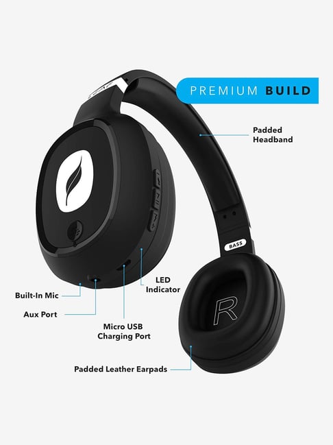 Buy Leaf Bass Over The Ear Bluetooth Headphone With Mic (Black) Online ...