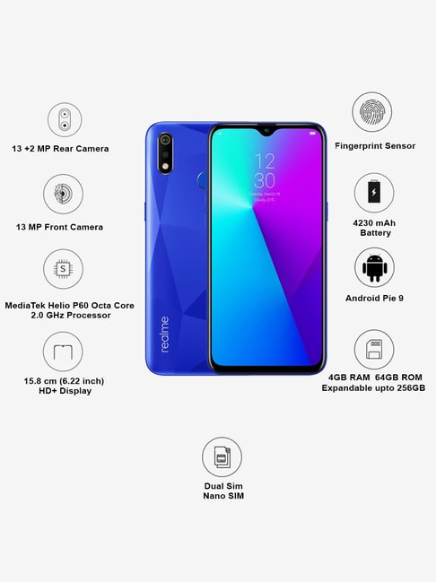 Buy Realme 3i 64 GB (Diamond Blue) 4 GB RAM, Dual SIM 4G Online At Best ...