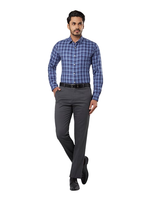 Buy Raymond Blue Regular Fit Check Shirt for Men's Online @ Tata CLiQ
