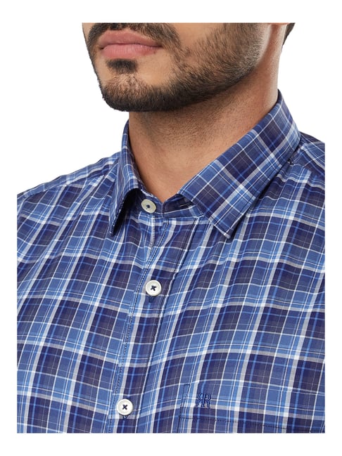 Buy Raymond Blue Regular Fit Check Shirt for Men's Online @ Tata CLiQ