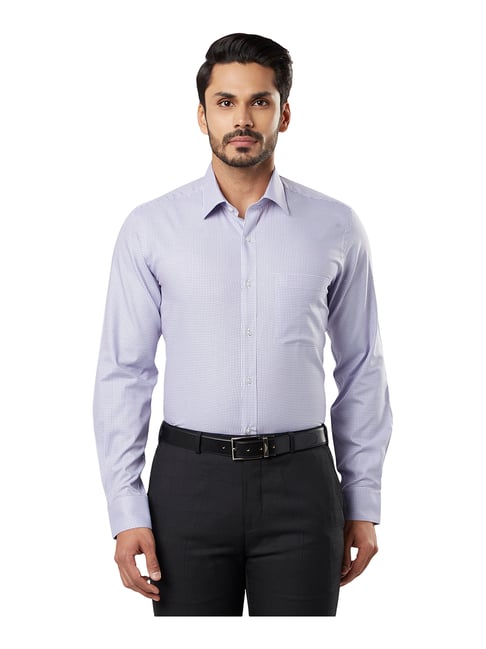 Buy Raymond Light Violet Regular Fit Check Shirt for Men's Online ...