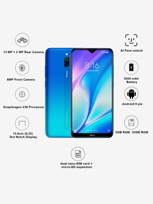 Buy Xiaomi Redmi 8A Dual 32 GB (Sea Blue) 2 GB RAM, Dual SIM 4G Online ...