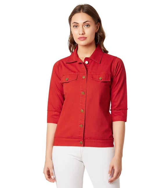 Buy Miss Chase Red Cotton Denim Jacket for Women Online @ Tata CLiQ