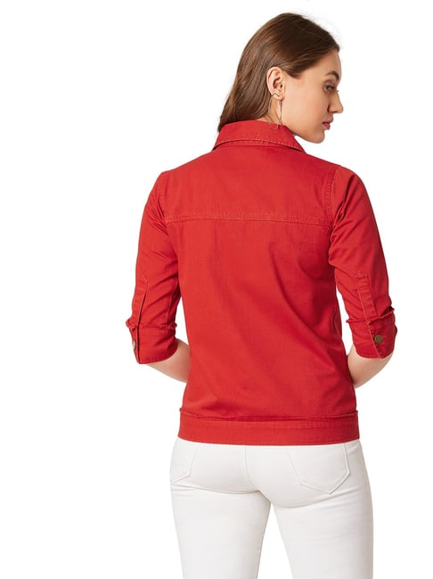 Buy Miss Chase Red Cotton Denim Jacket for Women Online @ Tata CLiQ