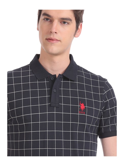 Buy U.S. Polo Assn. Navy Checks Polo T-Shirt for Men Online @ Tata CLiQ