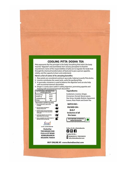 Buy The Indian Chai - Cooling Pitta Dosha Ayurvedic Tea 100 gm at Best ...
