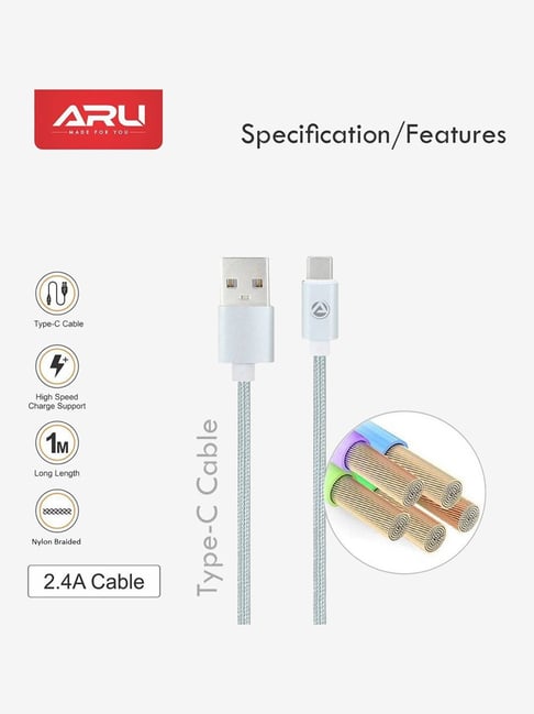 Buy ARU ARI-33 1M USB to Lightning Cable (Silver) Online At Best Price ...