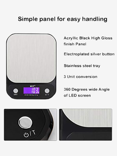 Buy MCP Stainless Steel Digital Kitchen Weighing Machine (Black) Online ...