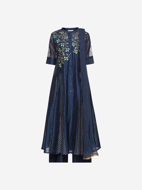 Buy Vark by Westside Dark Indigo Slim Fit Anarkali Kurta Set for Women ...