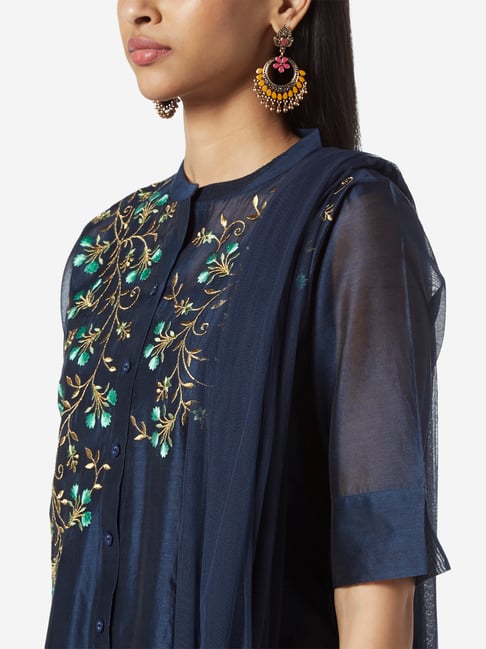 Buy Vark by Westside Dark Indigo Slim Fit Anarkali Kurta Set for Women ...