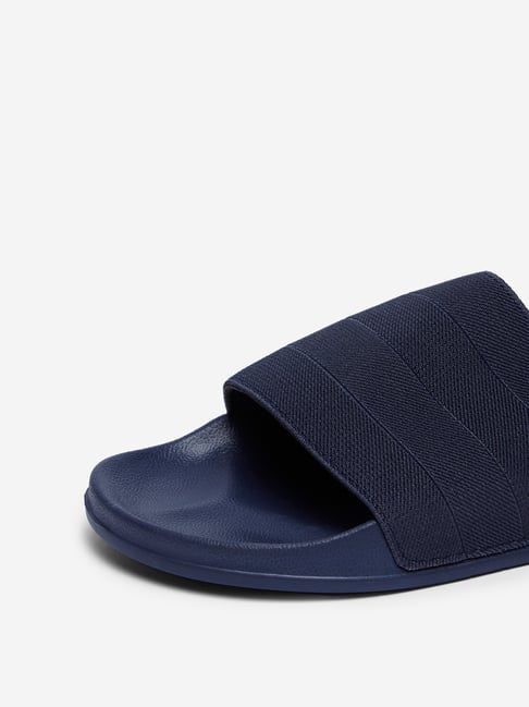 Buy SOLEPLAY by Westside Indigo Striped Pool Slides For Women Online At ...