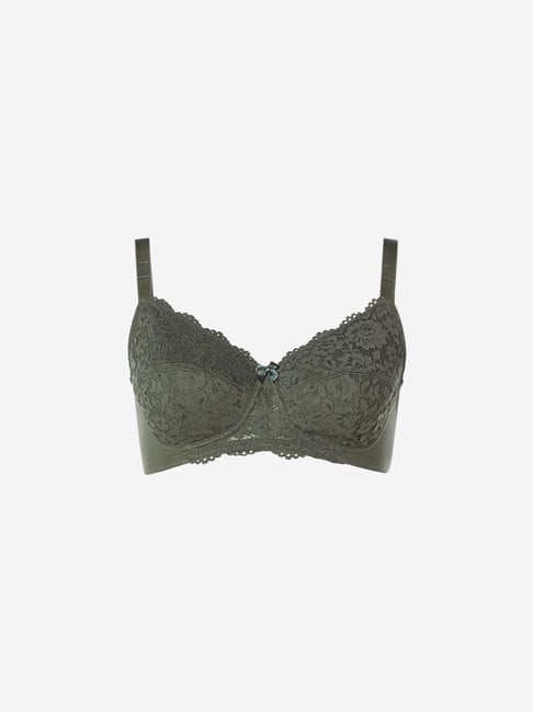 Buy Wunderlove by Westside Green Floral Non-Padded Lucy Bra for Women ...
