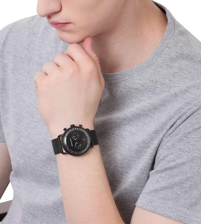 Buy Emporio Armani Aviator AR11264 Black Dial Watch for Men Online ...
