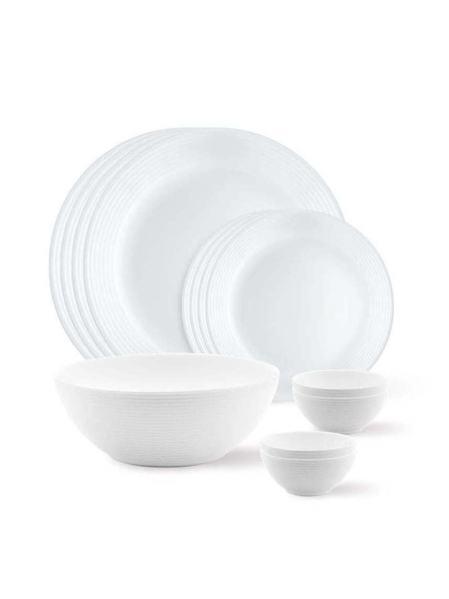 Larah by Borosil Orbit Series Plainware 13 Piece Opalware Dinner Set ...