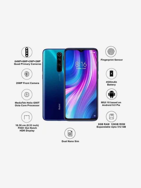 Buy Redmi Note 8 Pro 128 GB (Electric Blue) 8 GB RAM, Dual SIM 4G ...