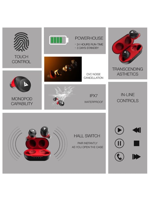Buy Boult Audio AirBass TrueBuds Wireless EarBuds with Mic (Red) Online ...