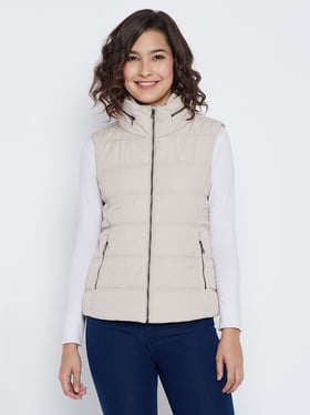 Octave Women's Medium Quilted Half Sleeve Jacket Beige Clothing ...
