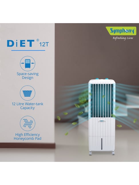 Buy Symphony Diet 12T 12L Personal Tower Air Cooler (White) Online at ...