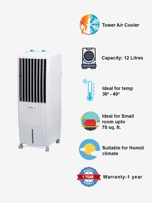 Buy Symphony Diet 12T 12L Personal Tower Air Cooler (White) Online at ...