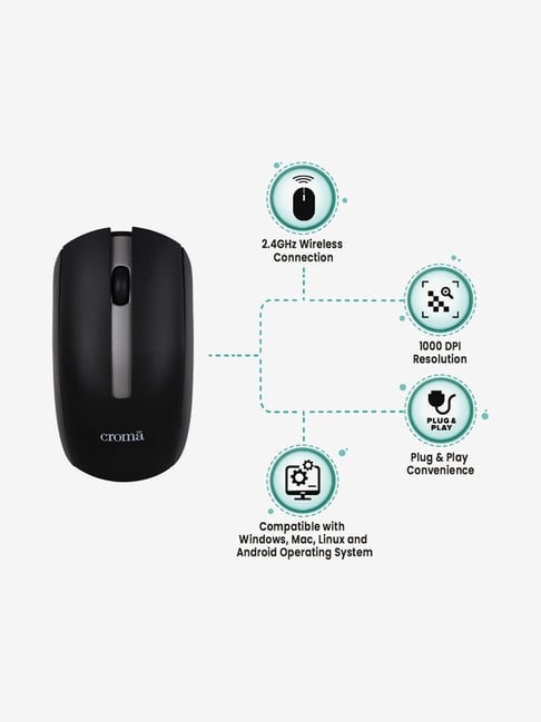 Buy Croma Wireless Optical Mice with 1000 DPI (XM5106, Black) Online At ...