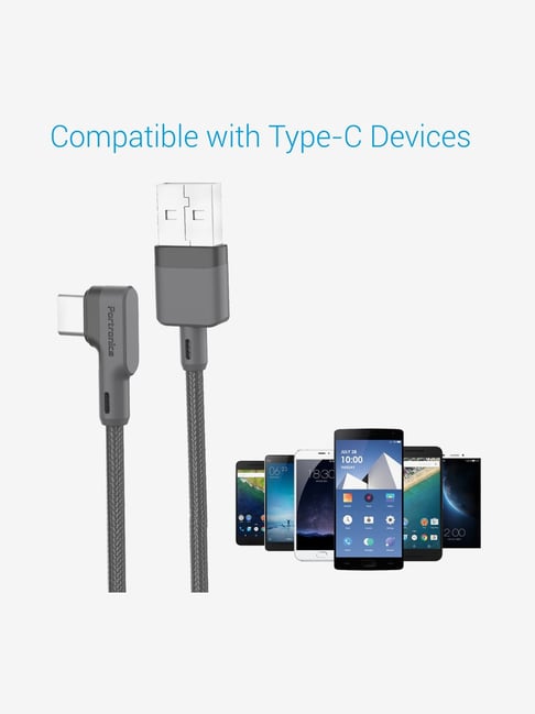 Buy Portronics Konnect L POR-1081 3A USB to Type-C Cable (Black) Online ...