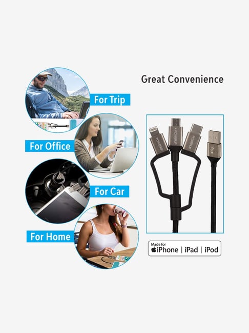 Buy Powerup Combo Kit Power Bank For All Mobile (Silver/Black) Online ...