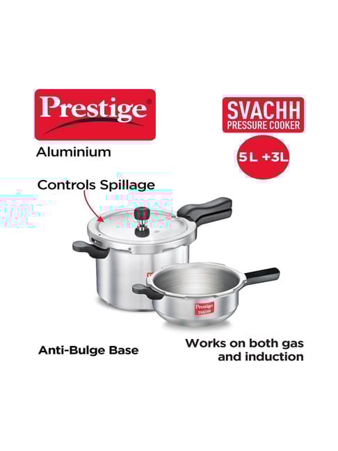 Buy Prestige Silver Pressure Cookers (5 L & 3 L) - Set of 2 at Best ...